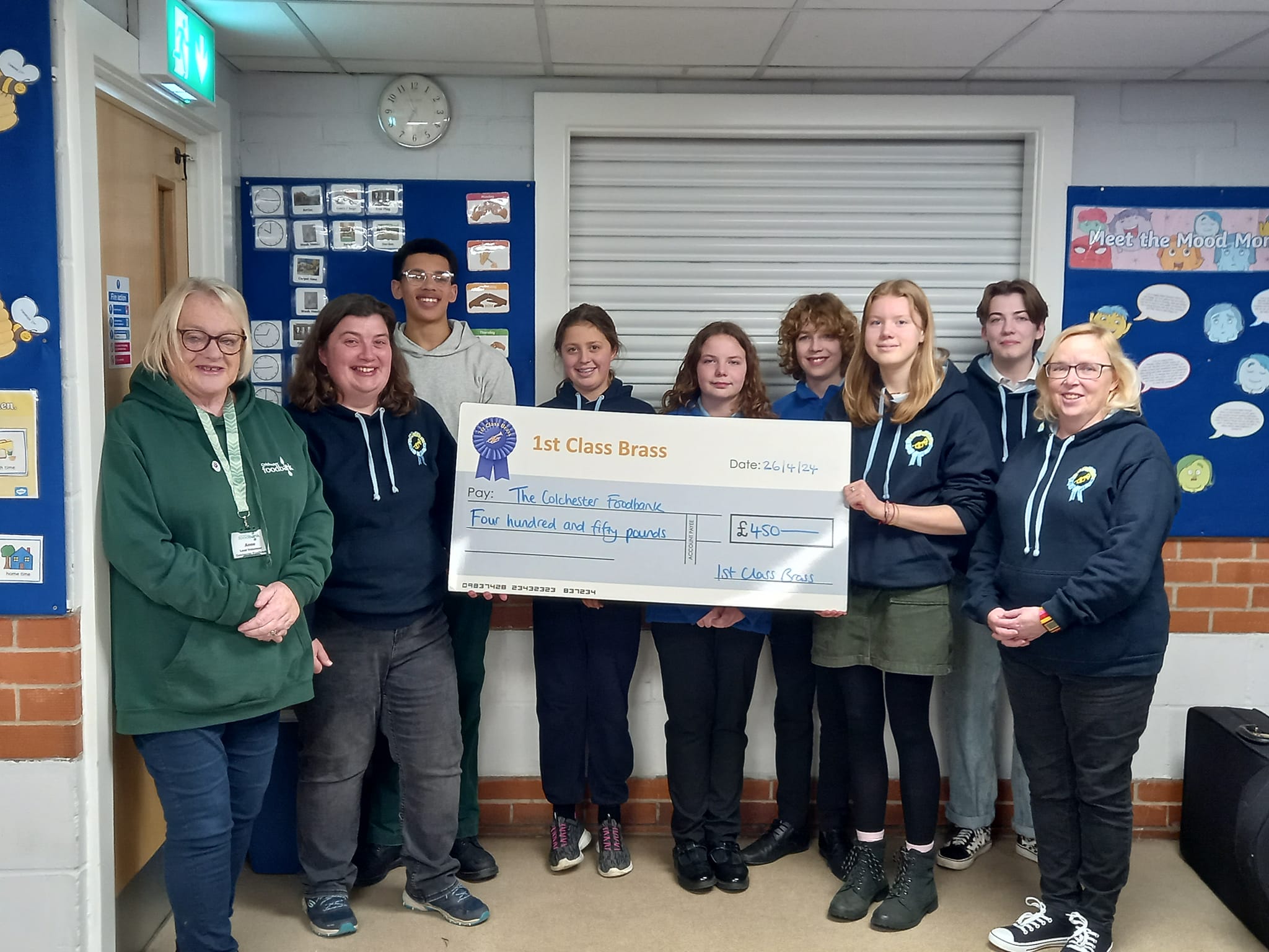 £450 donation to The Colchester Foodbank – 1st Class Brass
